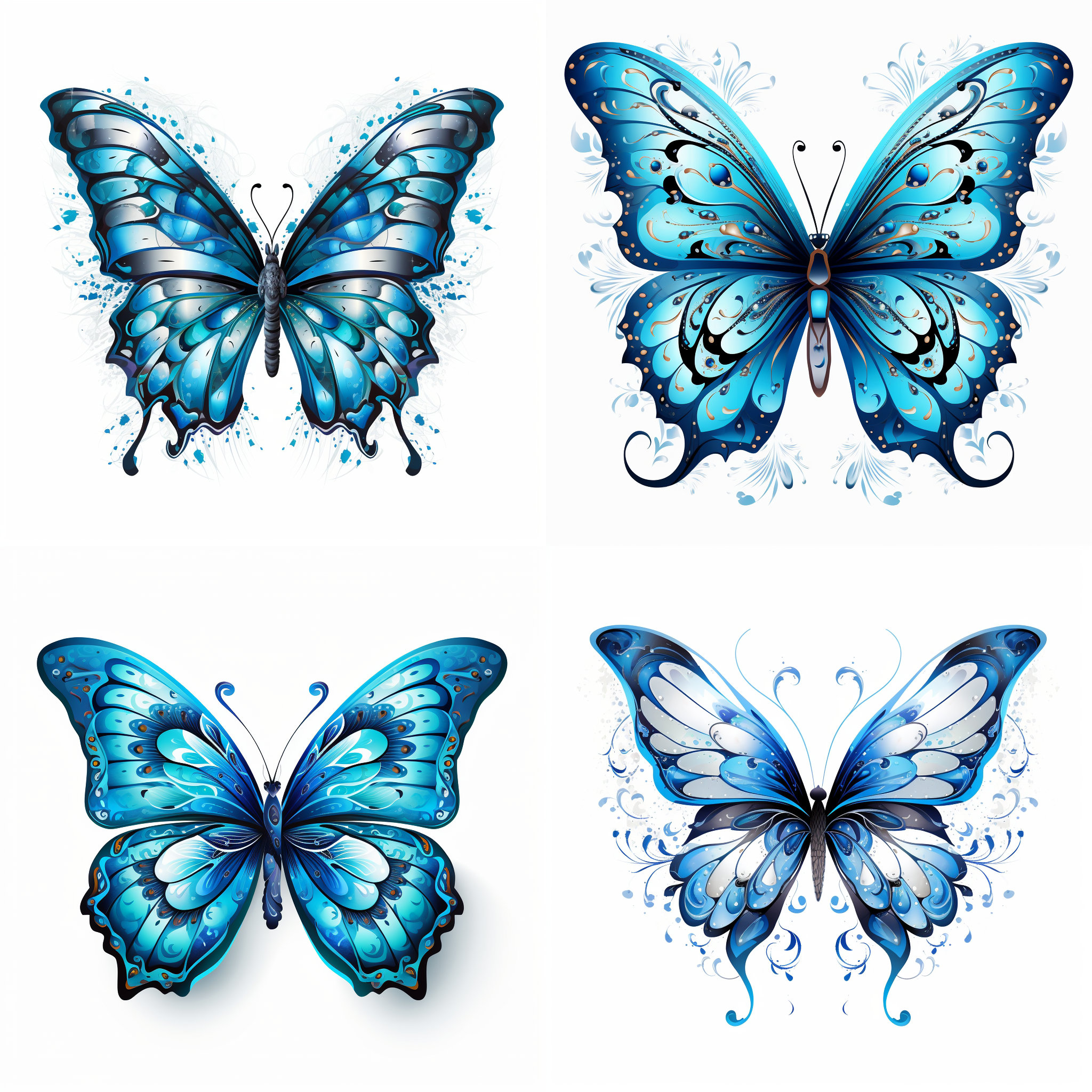 Blue Butterfly Tattoo Design PNG | Black and Blue Butterfly Tattoo ...