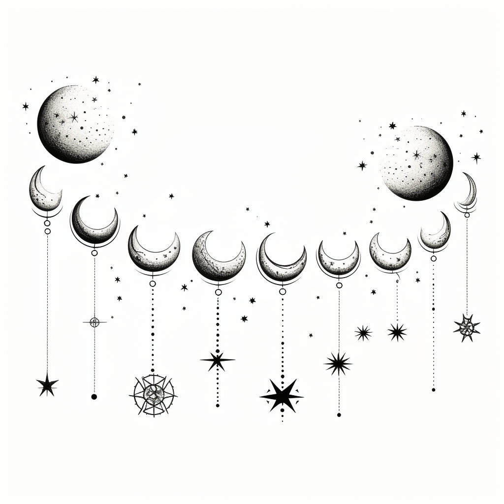 Moon Tattoo Design PNG Digital Download | Moon Phases Tattoo | Moon ...