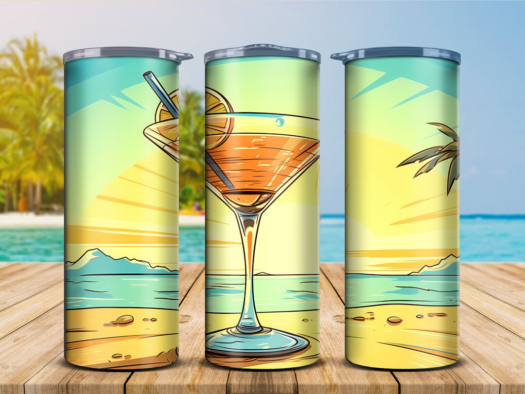 Martini Tumbler Wrap, Beach Tumbler Wrap, Summer Tumbler Wrap, 20oz ...