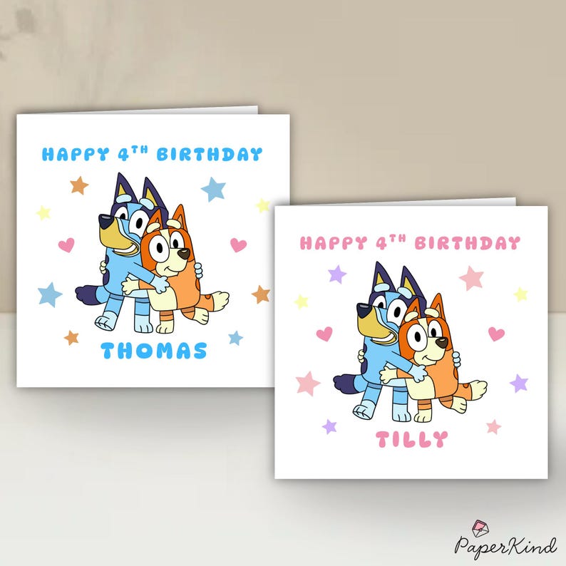 Personalised Bluey Birthday Card | Bluey and Bingo Characters ...