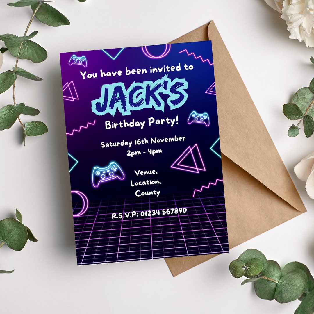 Gaming Birthday Invitation Template | Editable 5x7 Digital Download ...