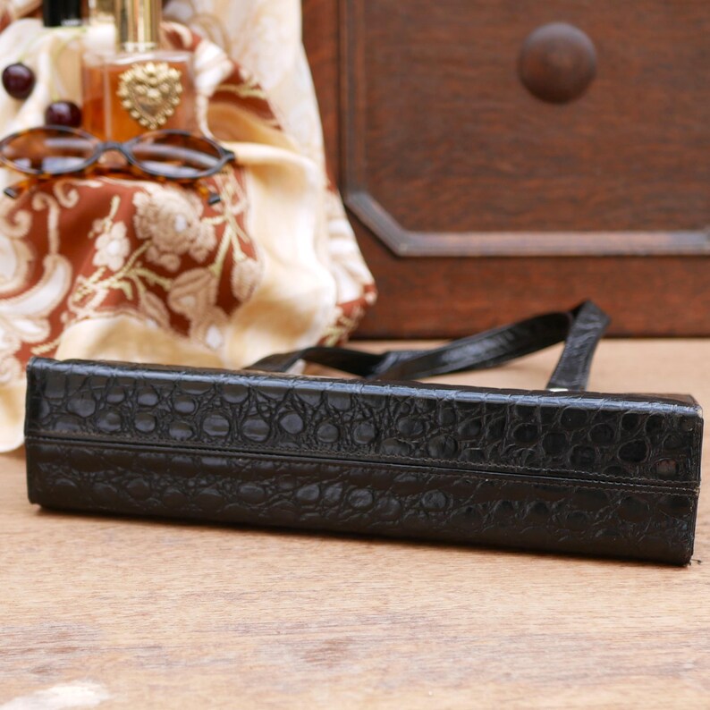 Ackery London Vintage Croc Skin Effect Leather Handbag With Double Top ...