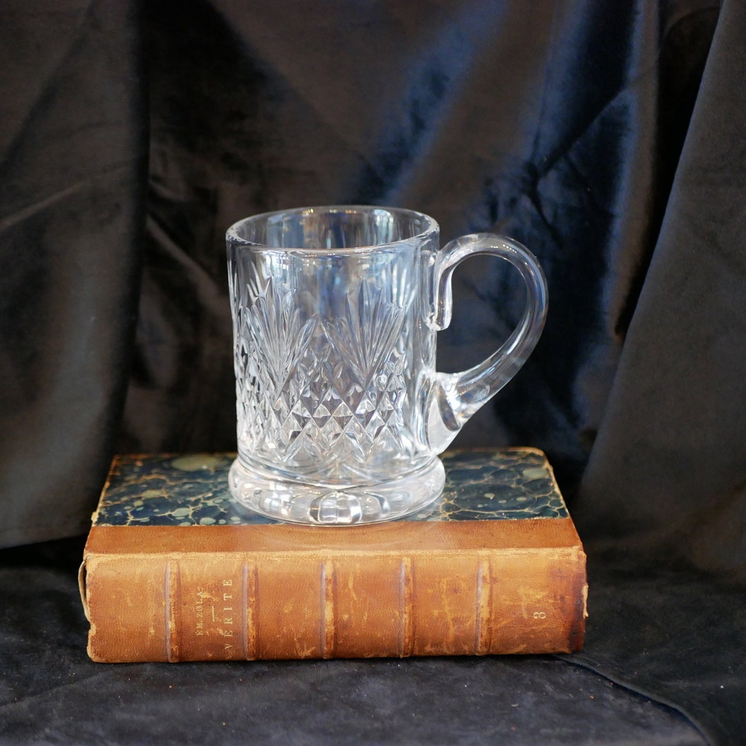 Demi Crystal Cut Glass Vintage Half Pint Tankard Barware Drinking Glass ...