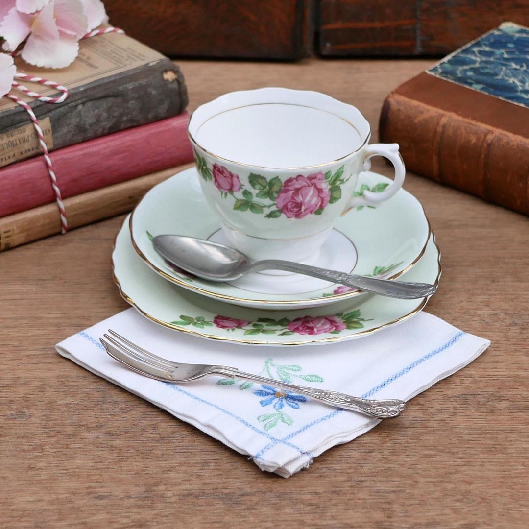 Vintage Curated Tea and Cake for One China Gift Set Floral Tea Trio Tea ...