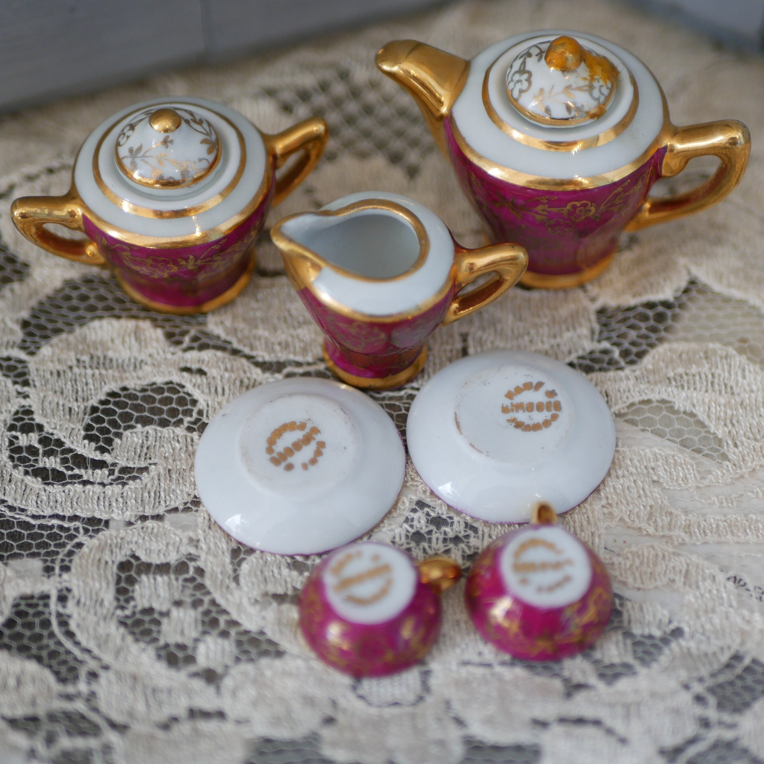 Limoges Porcelain Miniature Dolls Tea.coffee Set Service 7 Pieces - Etsy