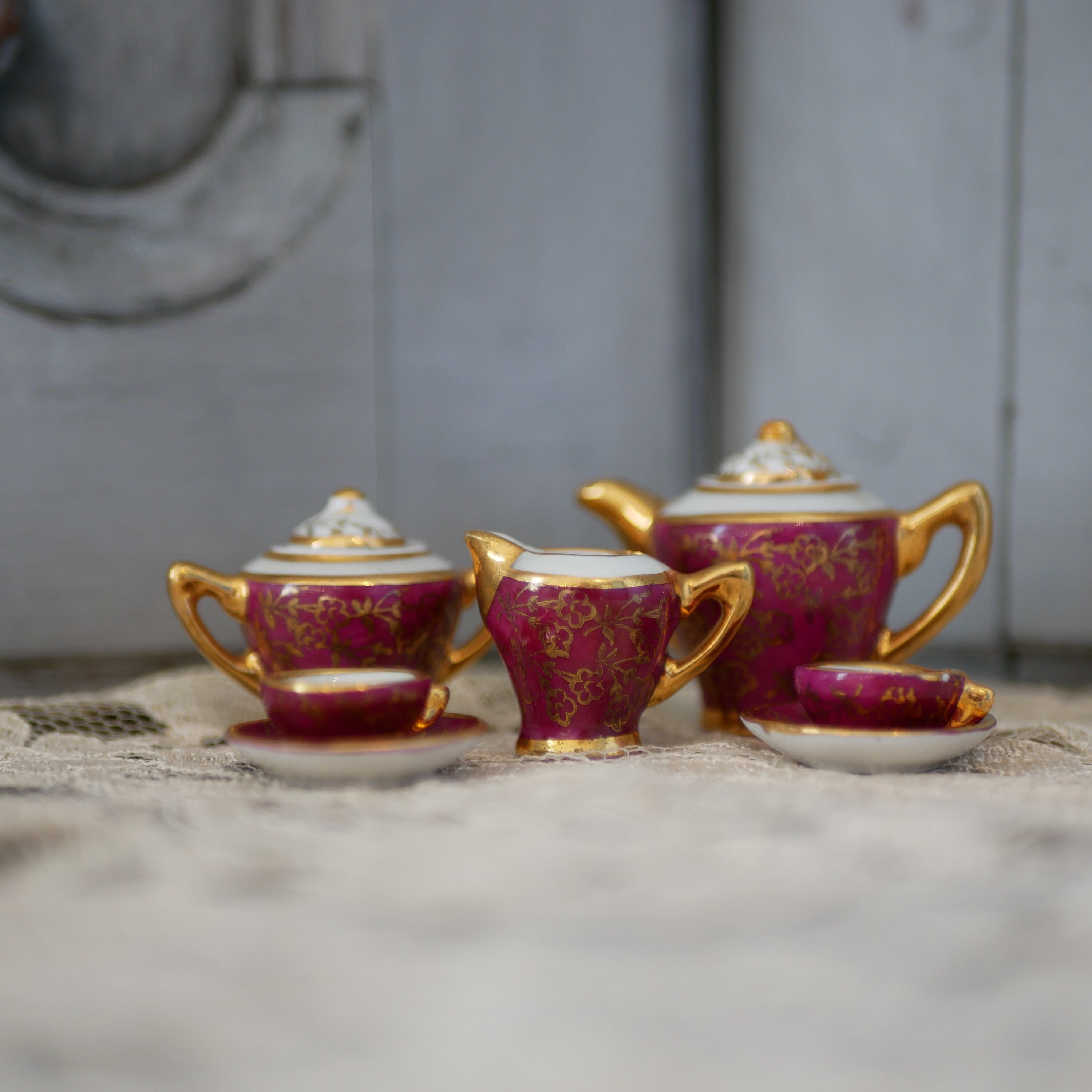 Limoges Porcelain Miniature Dolls Tea.coffee Set Service 7 Pieces - Etsy