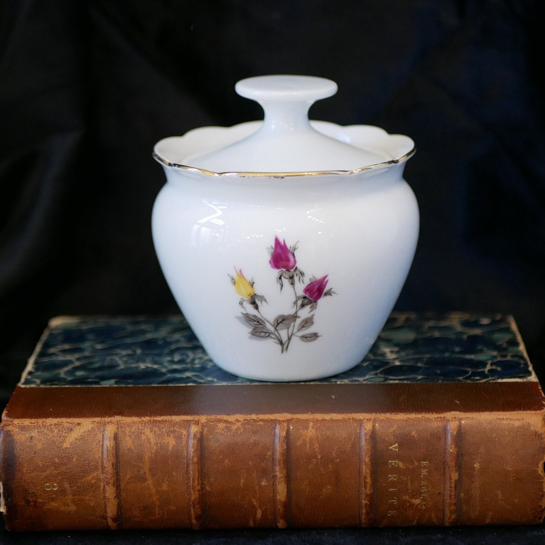 Mid Century Modern Bavarian Porcelain Vintage Covered Sugar Bowl Rose ...