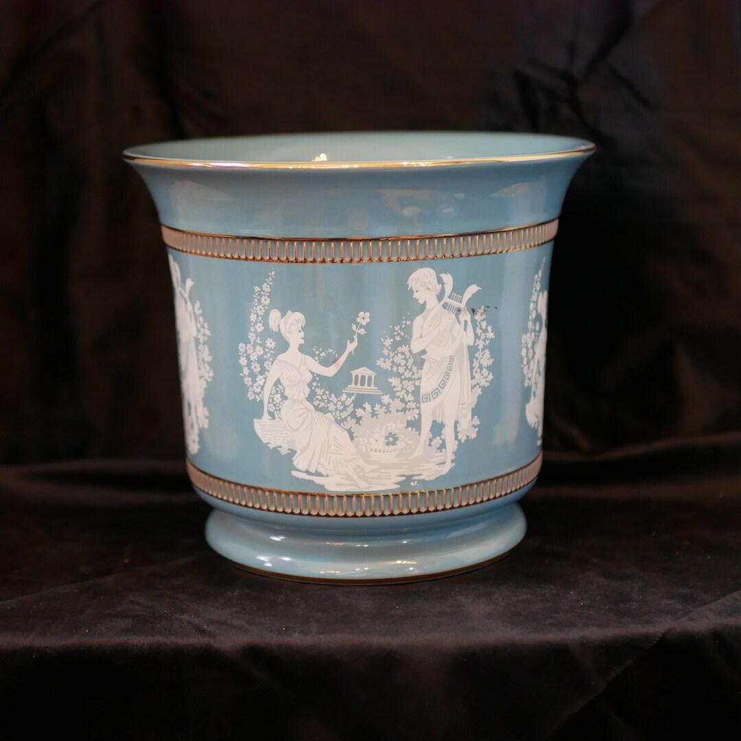 Neoclassical Vintage Italian Florentine Ceramic Jardinière Plant Pot ...