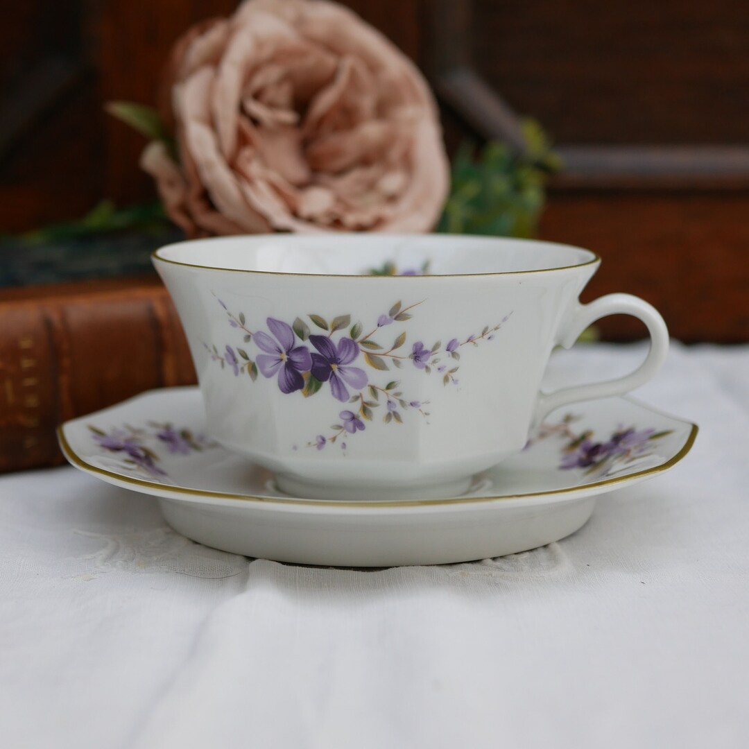 Winterling Bavarian Vintage Cup and Saucer Decorated in Violets ...