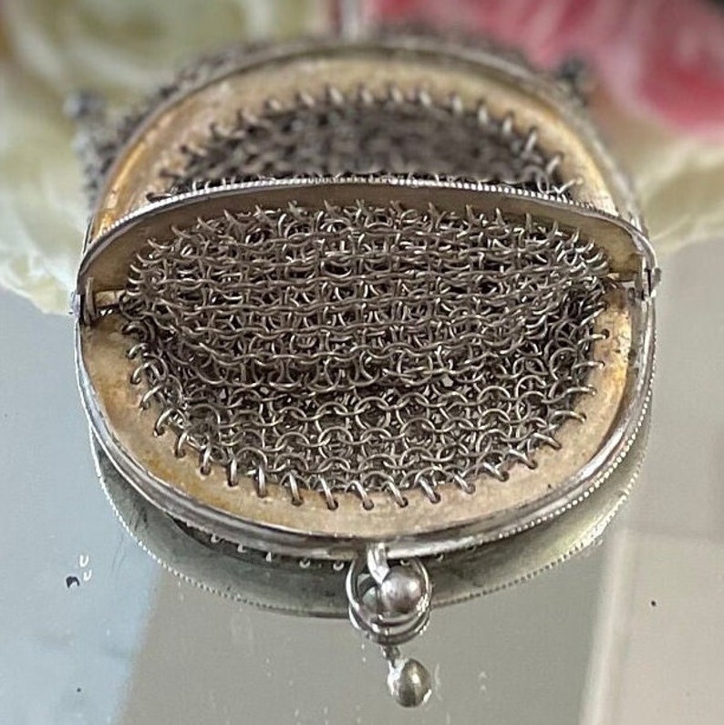 Antique French Silver Two Compartment Mesh Chatelaine Coin Purse ...