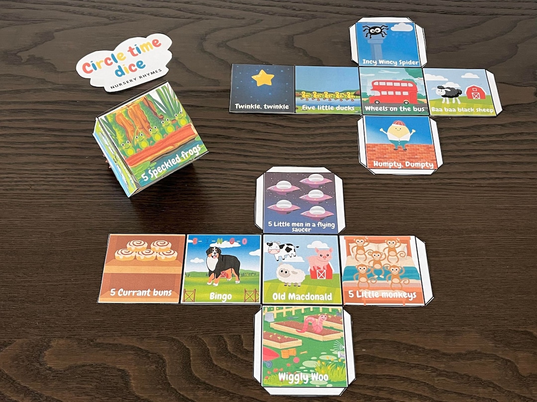 Circle Time Nursery Rhyme Dice Set, EYFS Educational Game, Preschool ...