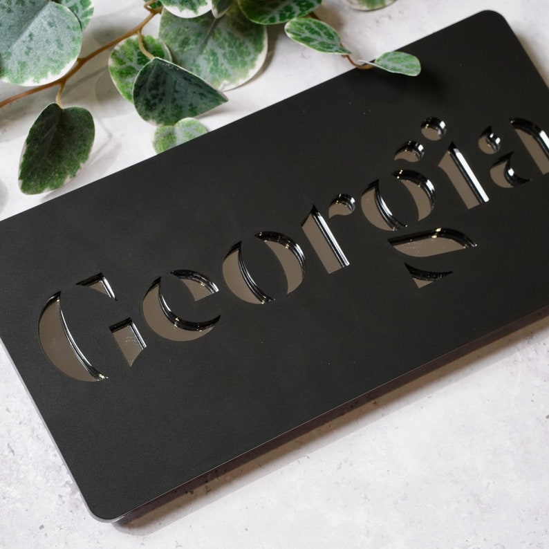 Personalised House Name Plate Black Bespoke House Name Sign Plaque Home ...