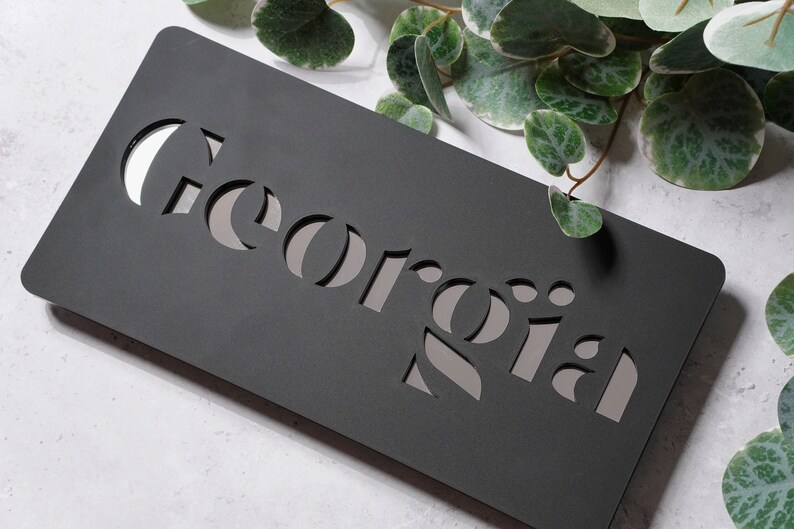 Personalised House Name Plate Black Bespoke House Name Sign Plaque Home ...