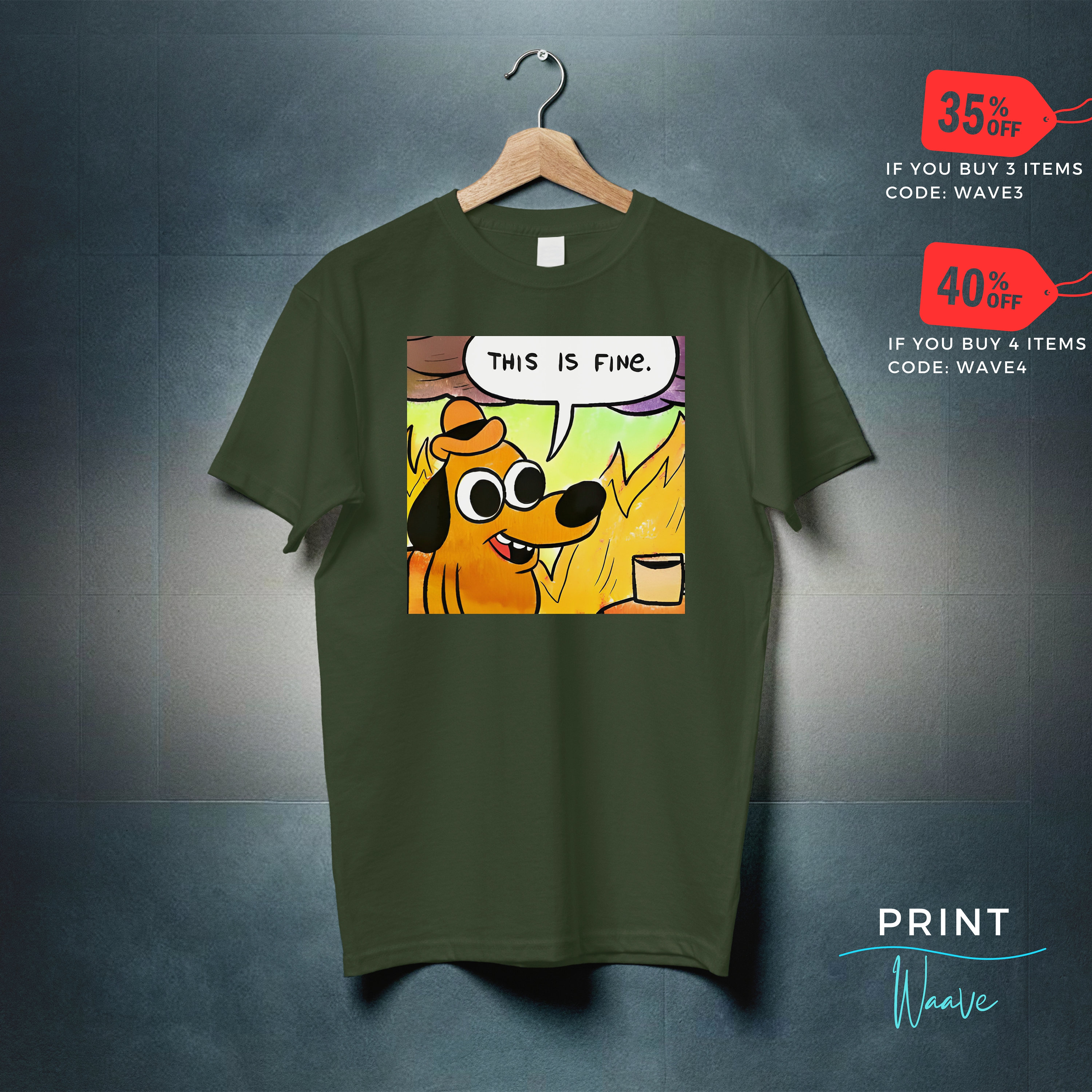 This is Fine Everything is Fine Meme Shitpost Shirt, Funny Mental ...