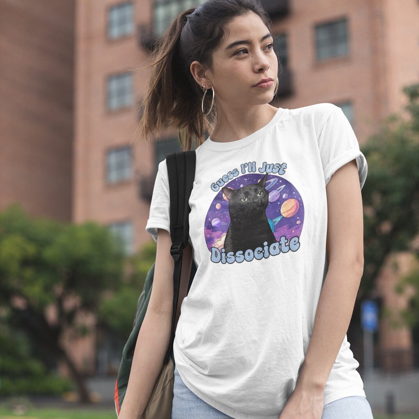 Zoning Out Shirt Black Cat Funny Meme, Crying Cat Sad, El Gato, Gift ...