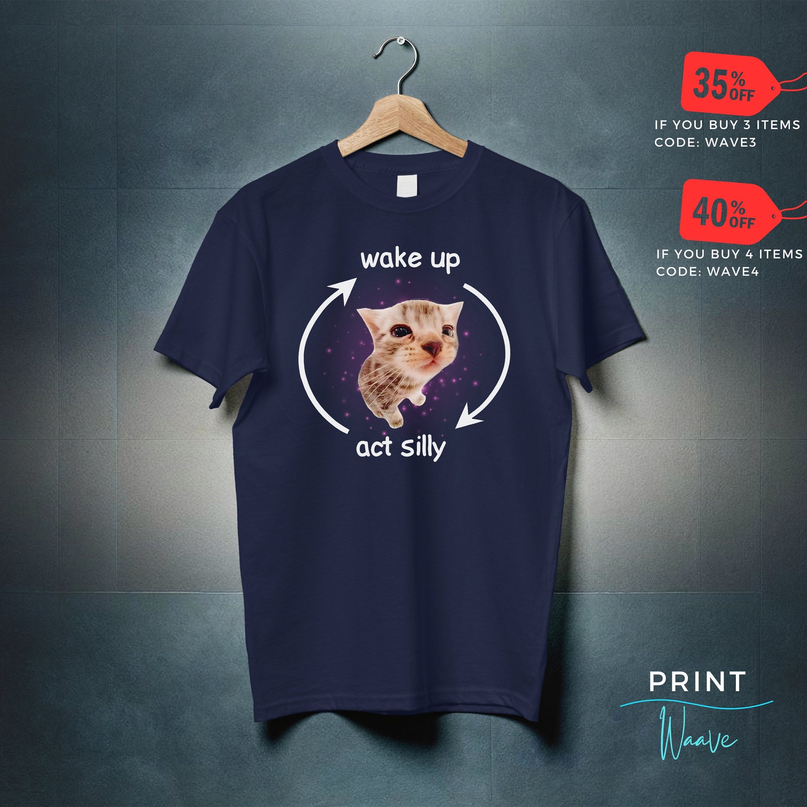 Wake up Act Silly Shirt, Crying Banana Cat Meme, Sad Kitty Cat, El Gato ...