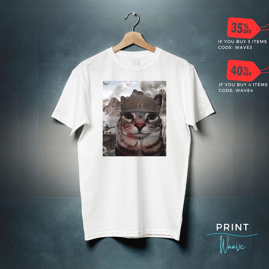 Camiseta con meme de gato que mira fijamente a mil yardas, camisetas ...