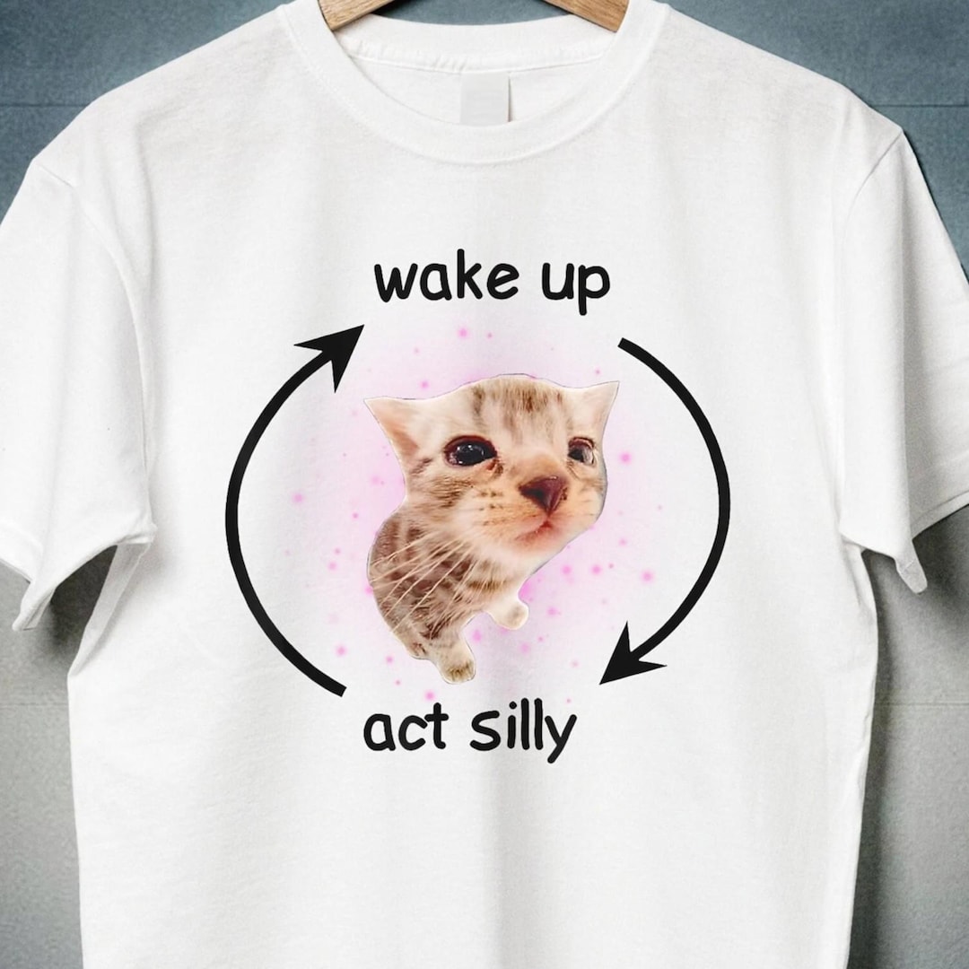 Wake up Act Silly Shirt, Crying Banana Cat Meme, Sad Kitty Cat, El Gato ...