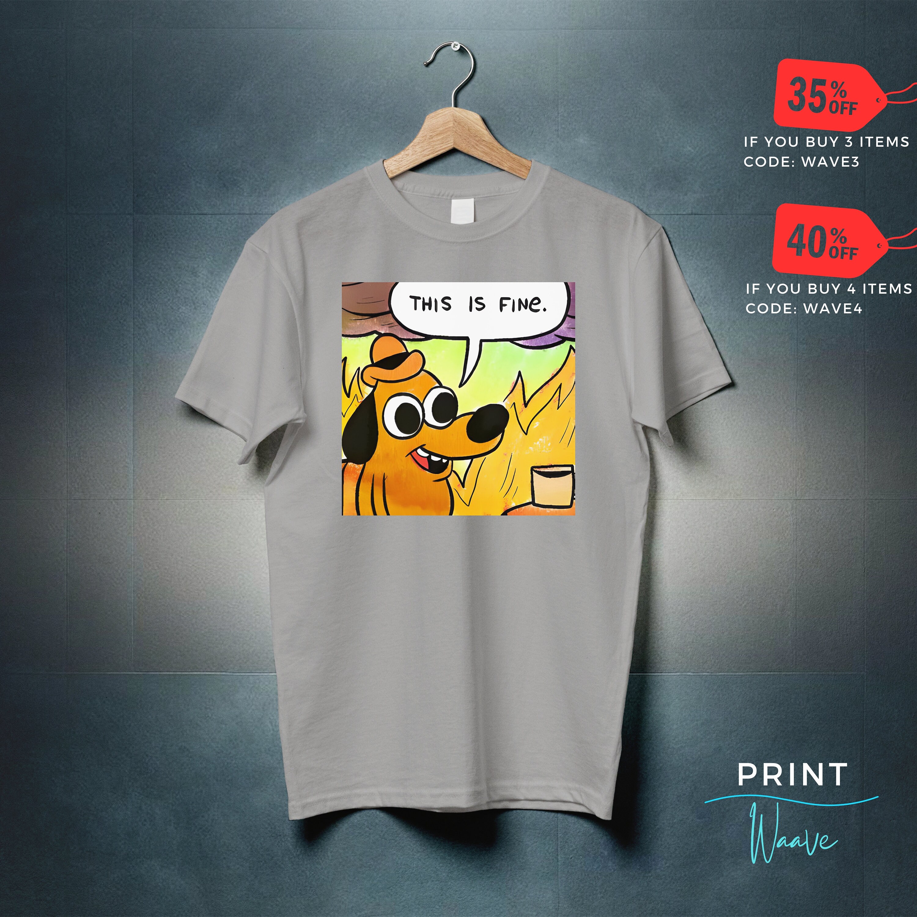 This is Fine Everything is Fine Meme Shitpost Shirt, Funny Mental ...