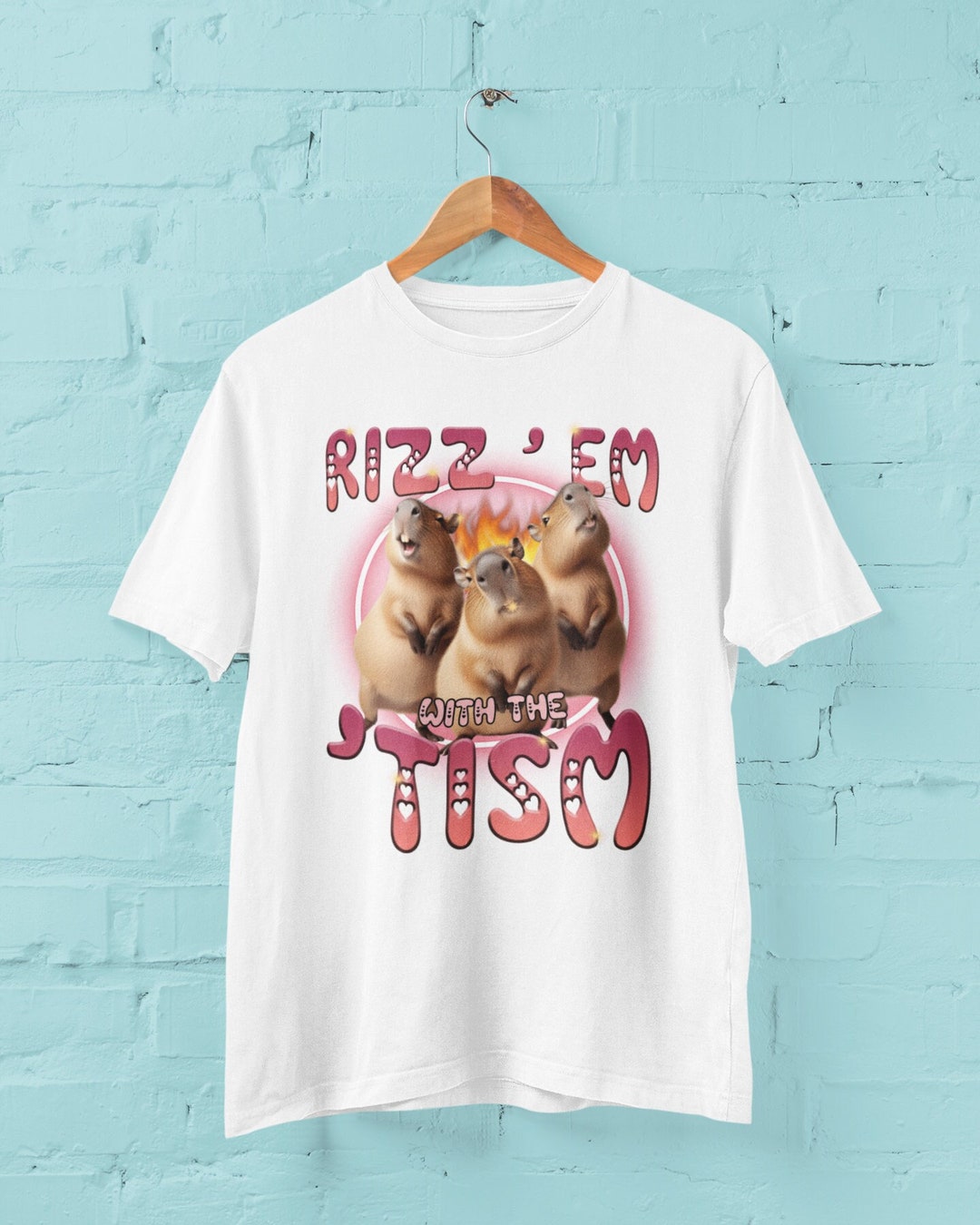 Rizz Em With the Tism Capybara Funny Shirt, Rizz Wrizz Stupid Sarcastic ...