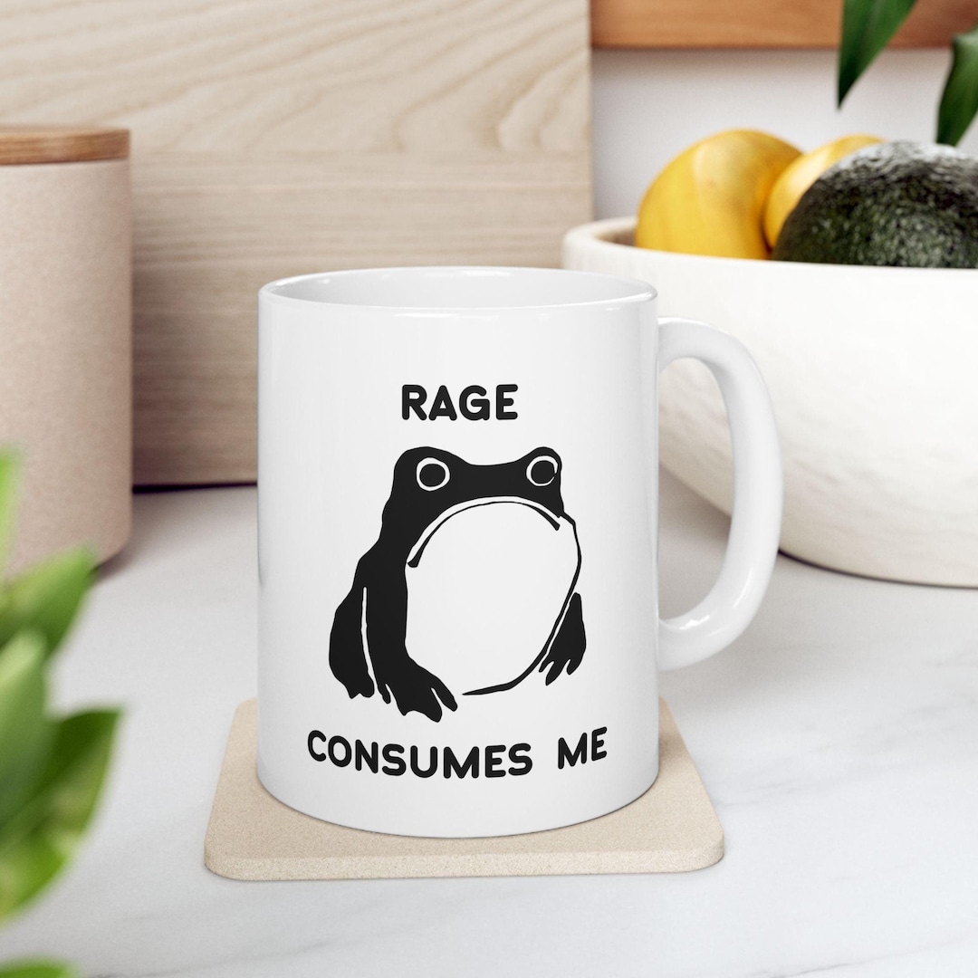 Rage Consumes Me Funny Mug, Cute Unimpressed Frog Humor Mug, Ironic ...