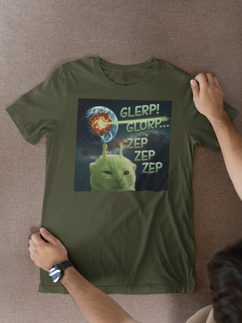 Alien Green Cat Funny Meme, Silly Cats Brainrot Glerp Gnarp Glorp Zep ...