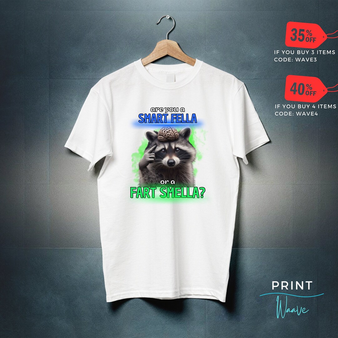 Smart Fella Fart Smella Raccoon Trash Panda Funny Meme Shirt, Ironic ...