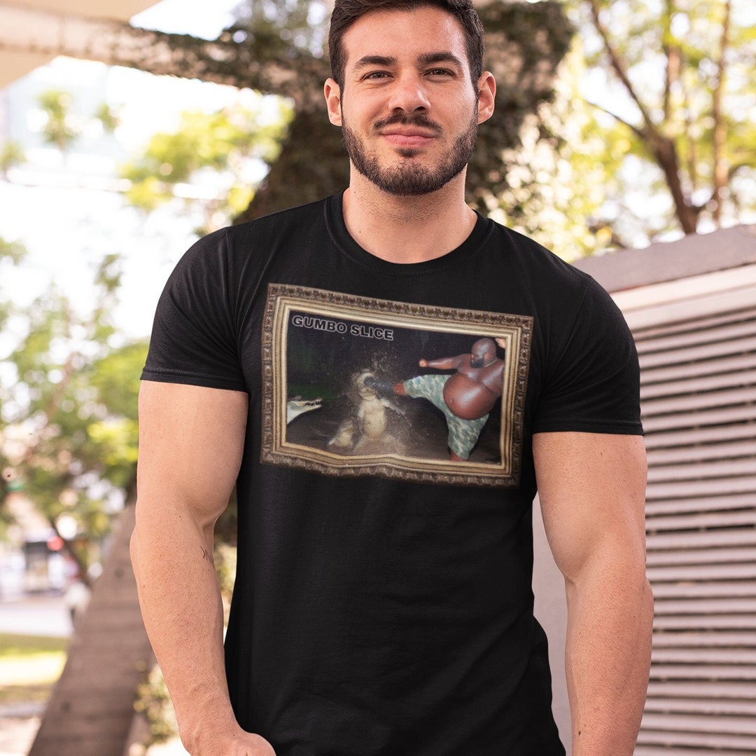 Guy Kicking Alligator Meme Funny Viral Shirt Gumbo Slice - Etsy