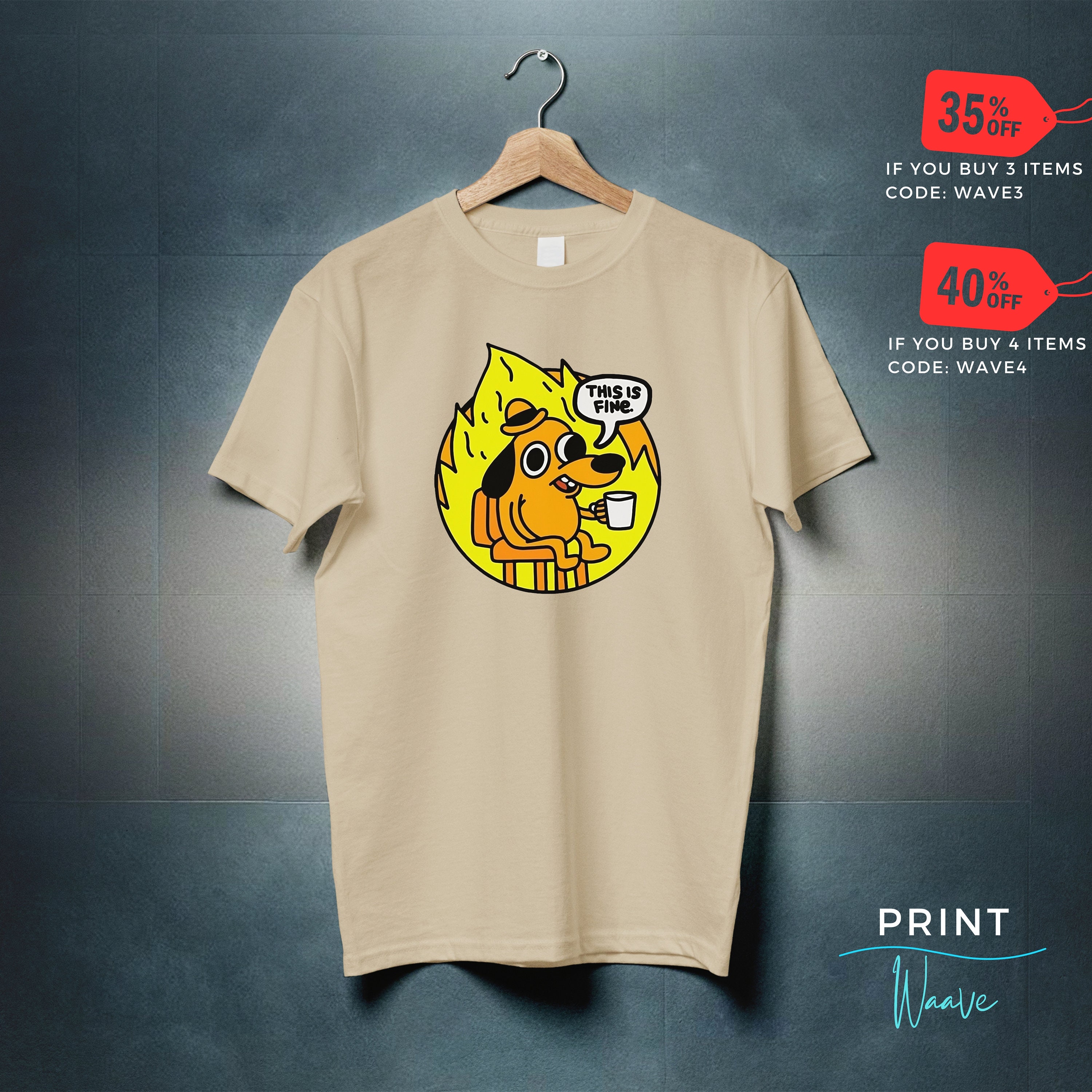 This is Fine Everything is Fine Meme Shitpost Shirt, Stupid Funny ...