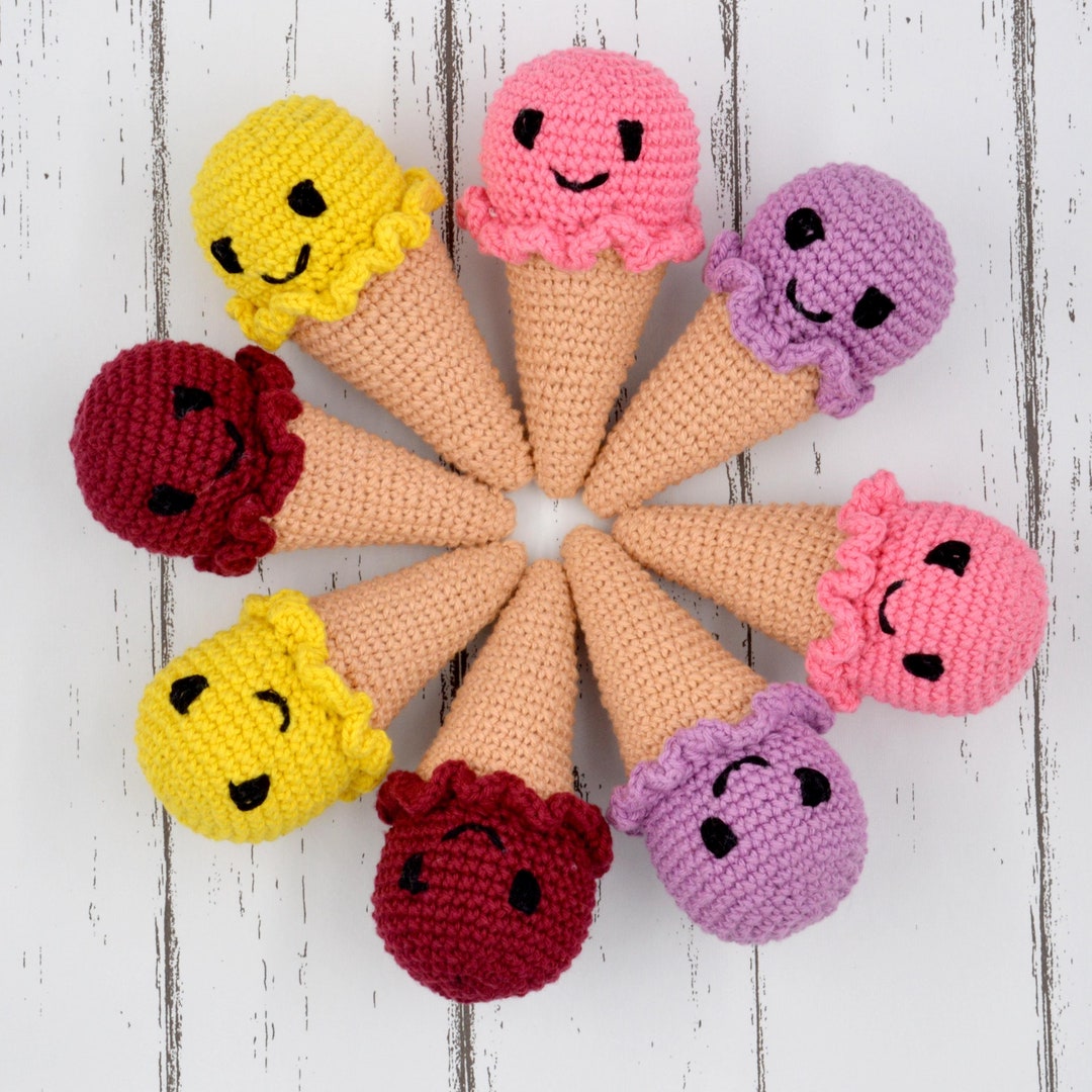 Crochet Ice Cream Cone, No Sew Ice Cream, Baby Food Toy, Baby Shower ...