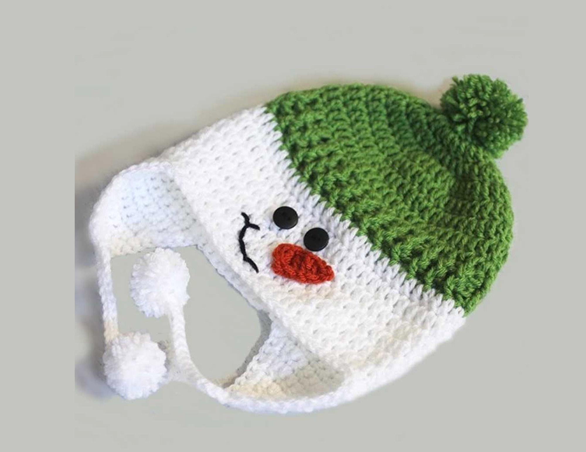 Snowman Cap, Crochet Snowman Hat/crochet Hat, Baby Shower Gift, Snowman ...