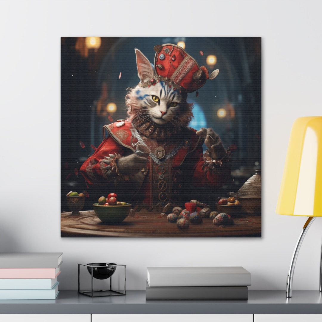 Jester Cat Canvas Print, Joker Cat Wall Decor, Funny Cat Home Decor ...