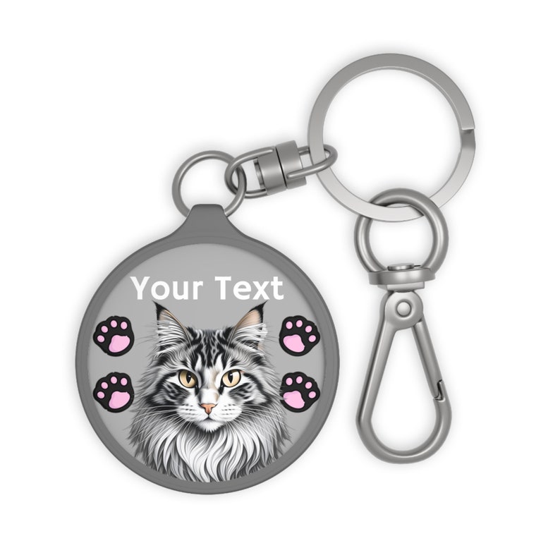 Personalized Cat Name Keychain, Custom Cat Face Keychain, Cute Cat ...