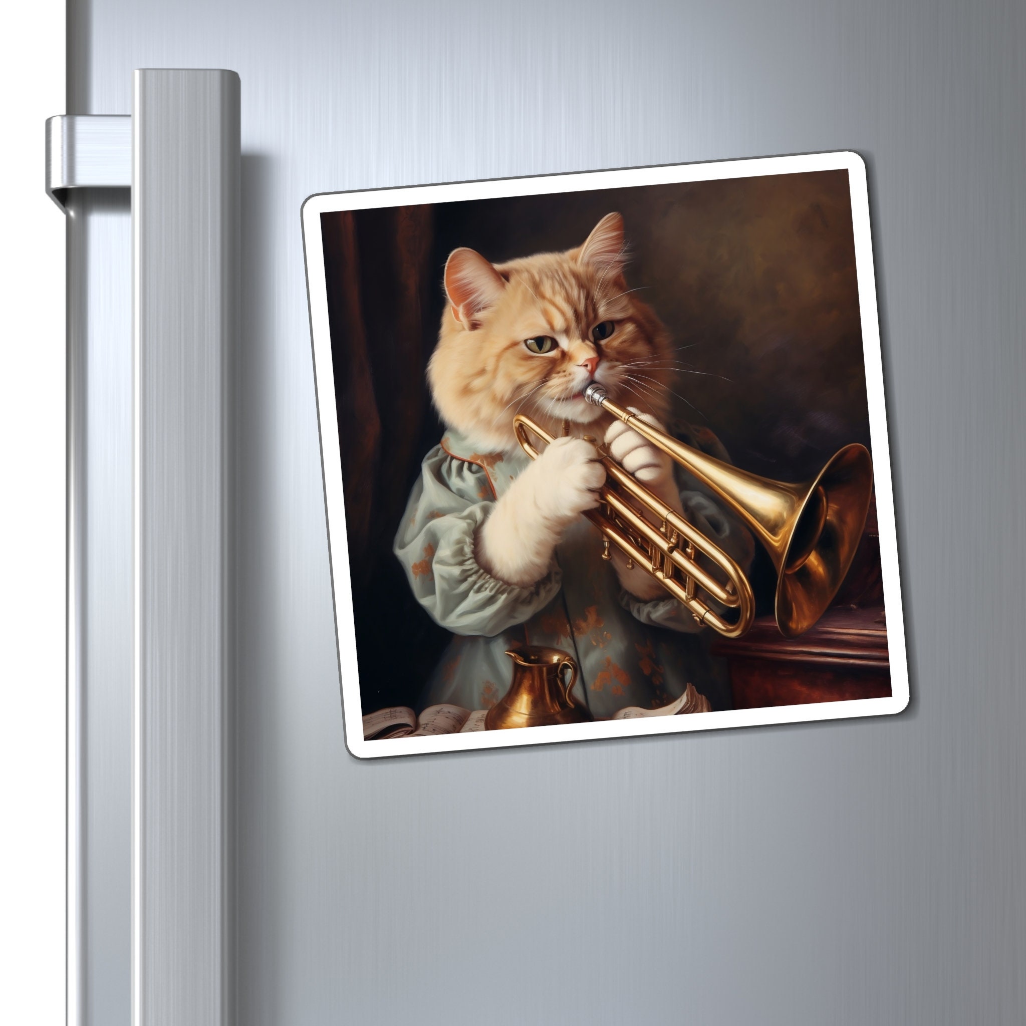 Magnets Orange Tabby Cat Performing Trombone Music Melody Tune Musician ...