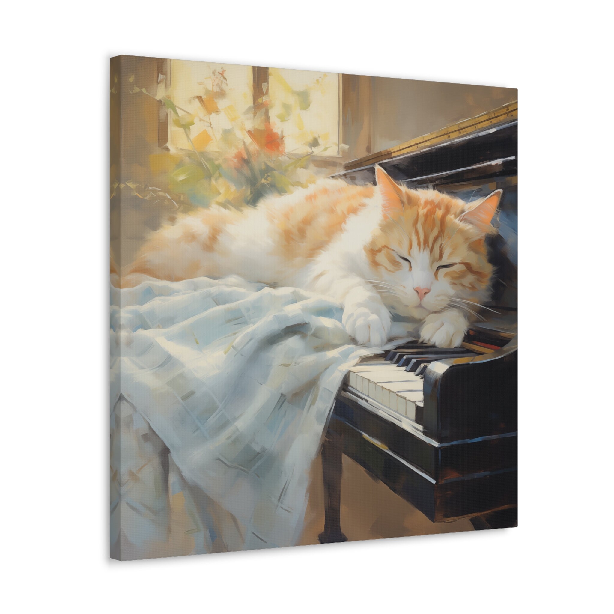 Piano Cat Canvas Print, Cat Pianist Wall Decor, Music Cat Home Decor ...