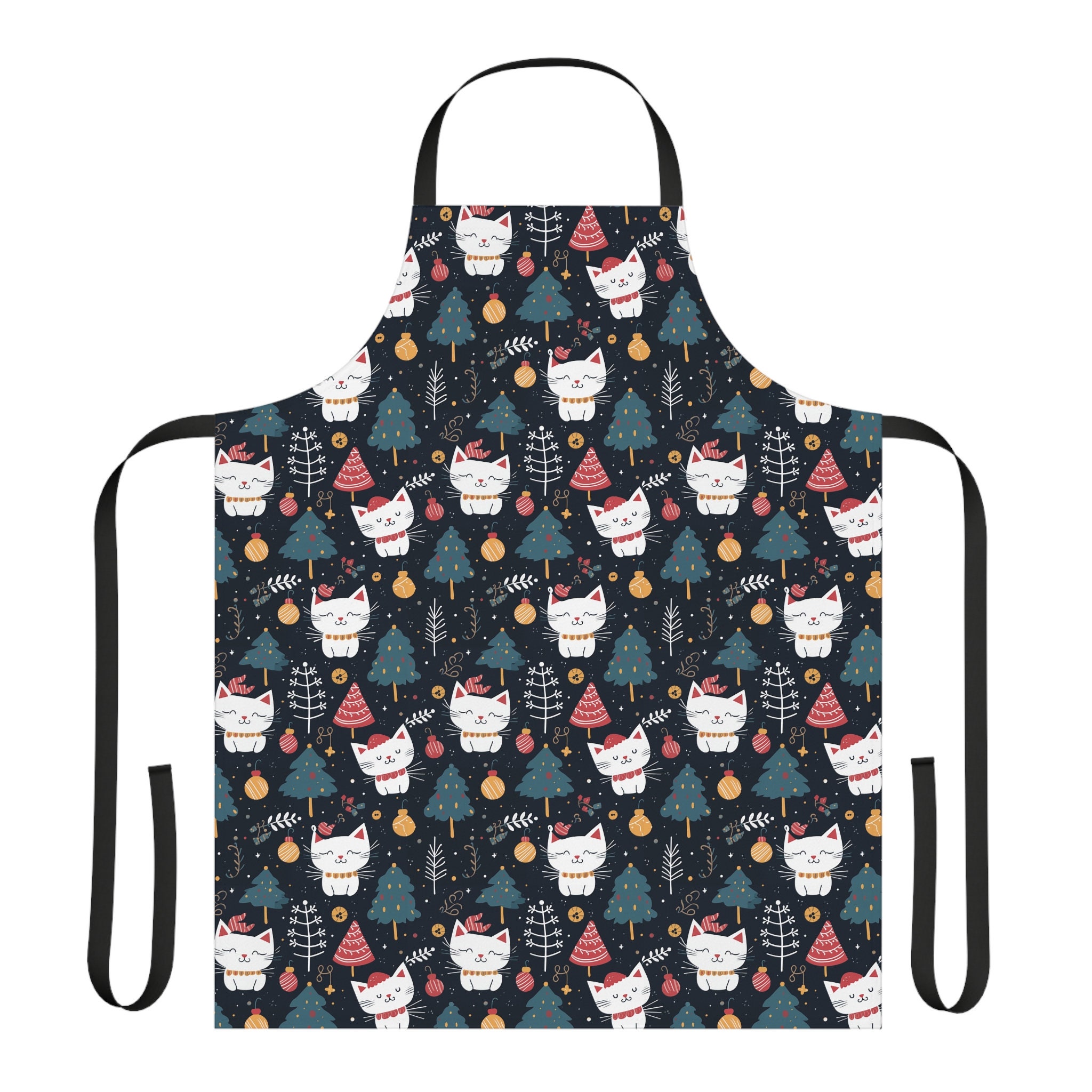 Christmas Cat Lover Cooking Apron, Cat Baking Apron, Cat Mom Kitchen ...
