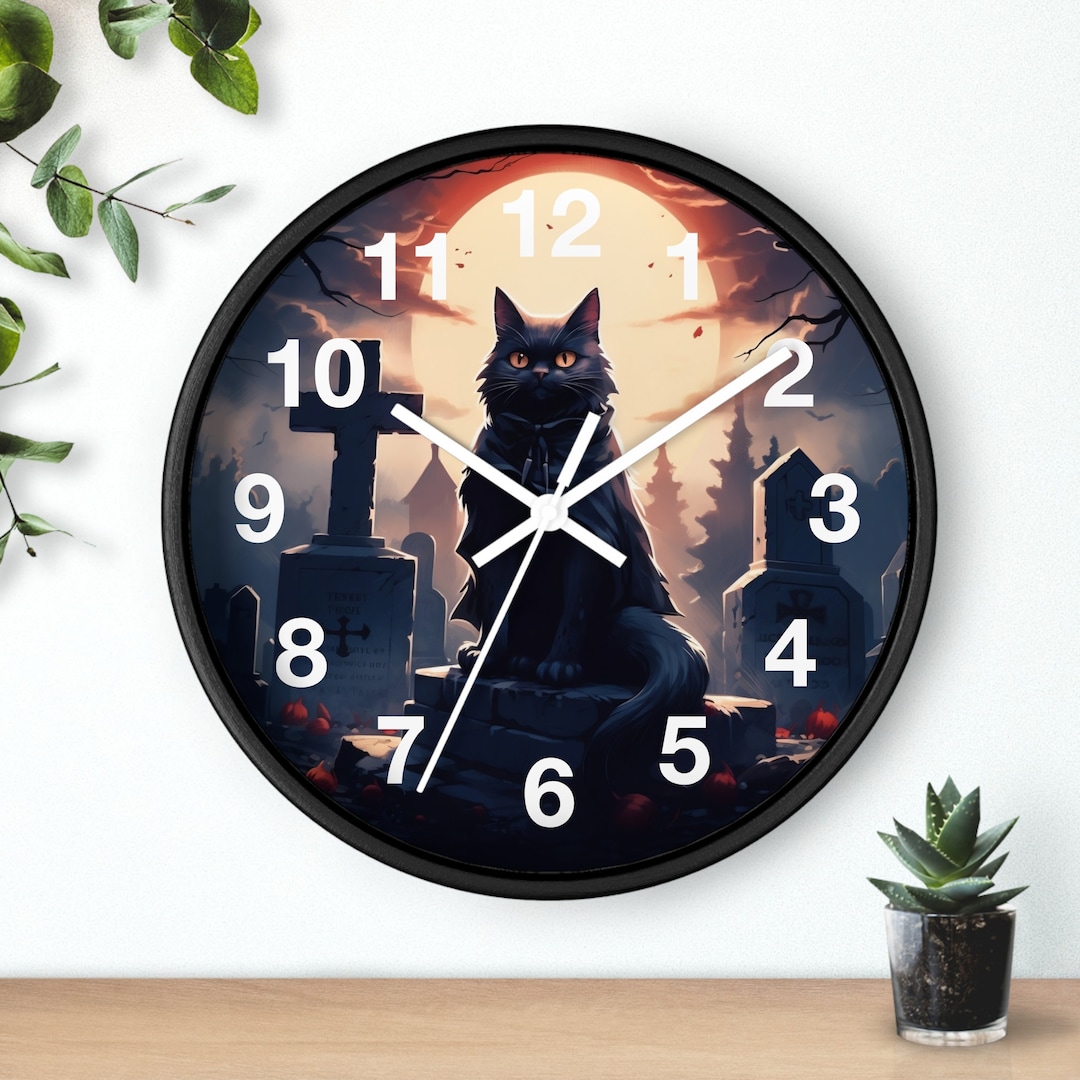 Vampire Cat Wall Clock Halloween Wall Decor Livingroom Wall - Etsy