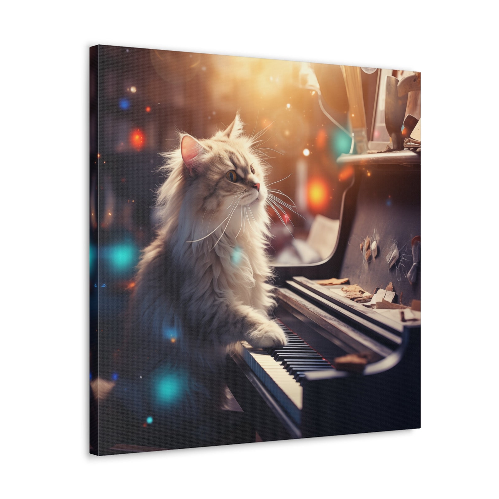 Piano Cat Canvas Print, Cat Pianist Wall Decor, Music Cat Home Decor ...