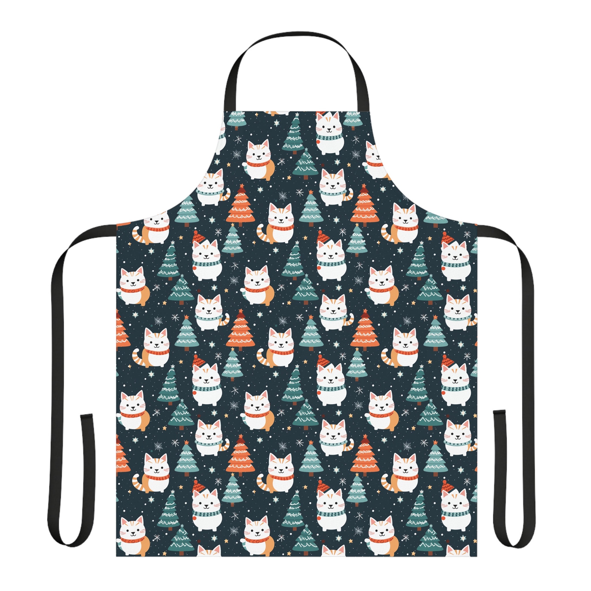 Christmas Cat Lover Cooking Apron, Cat Baking Apron, Cat Mom Kitchen ...
