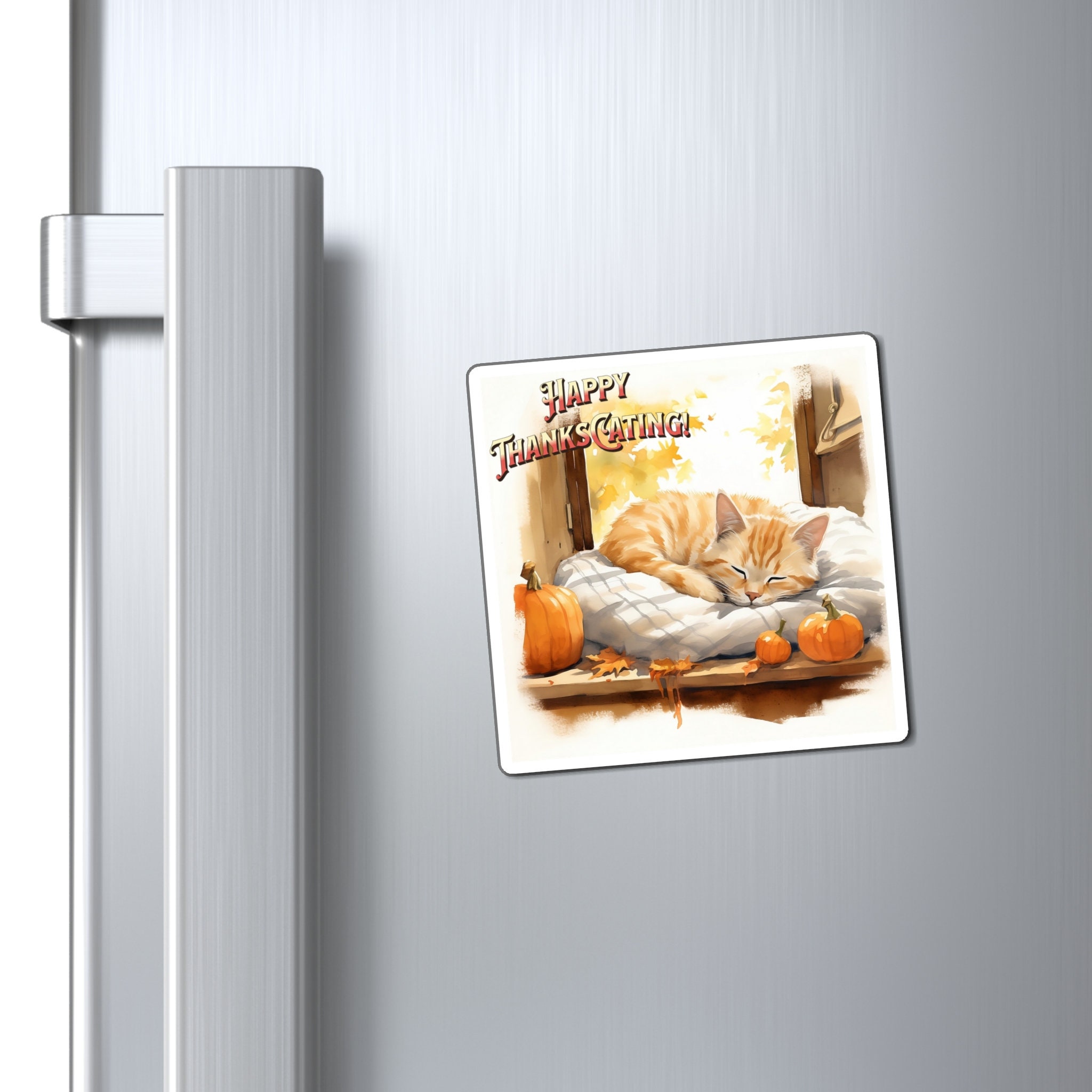 Custom Cat Fridge Magnet Thanksgiving Cat Magnet Fluffy Cat - Etsy