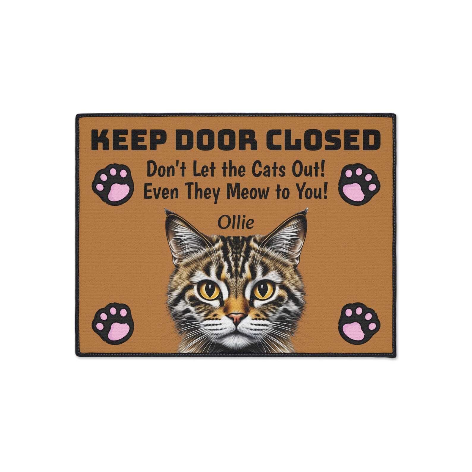Cat Name Personalized Doormat, Custom Cat Face Floor Mat, Cute Cat ...