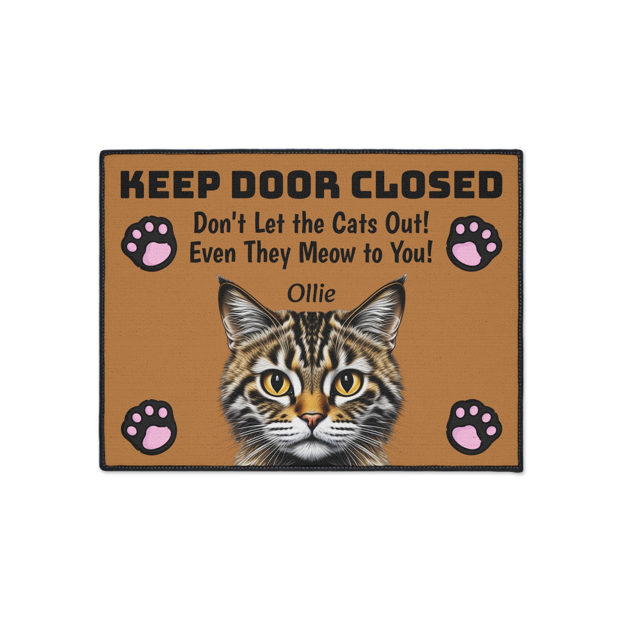 Cat Name Personalized Doormat, Custom Cat Face Floor Mat, Cute Cat ...