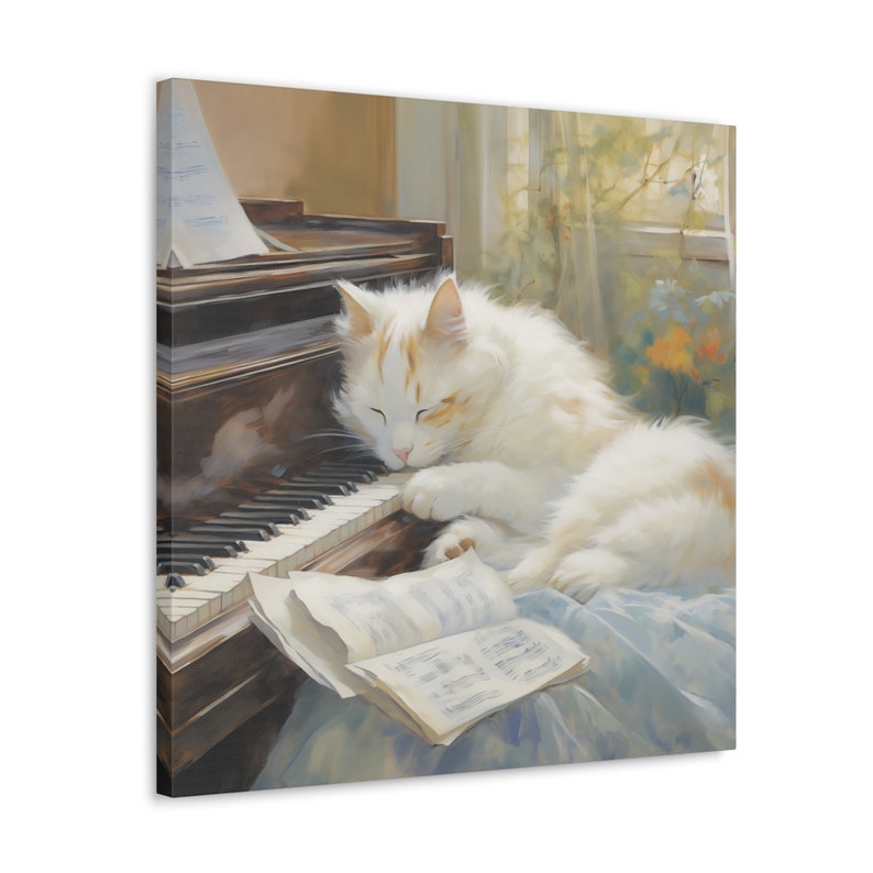Piano Cat Canvas Print, Cat Pianist Wall Decor, Music Cat Home Decor ...