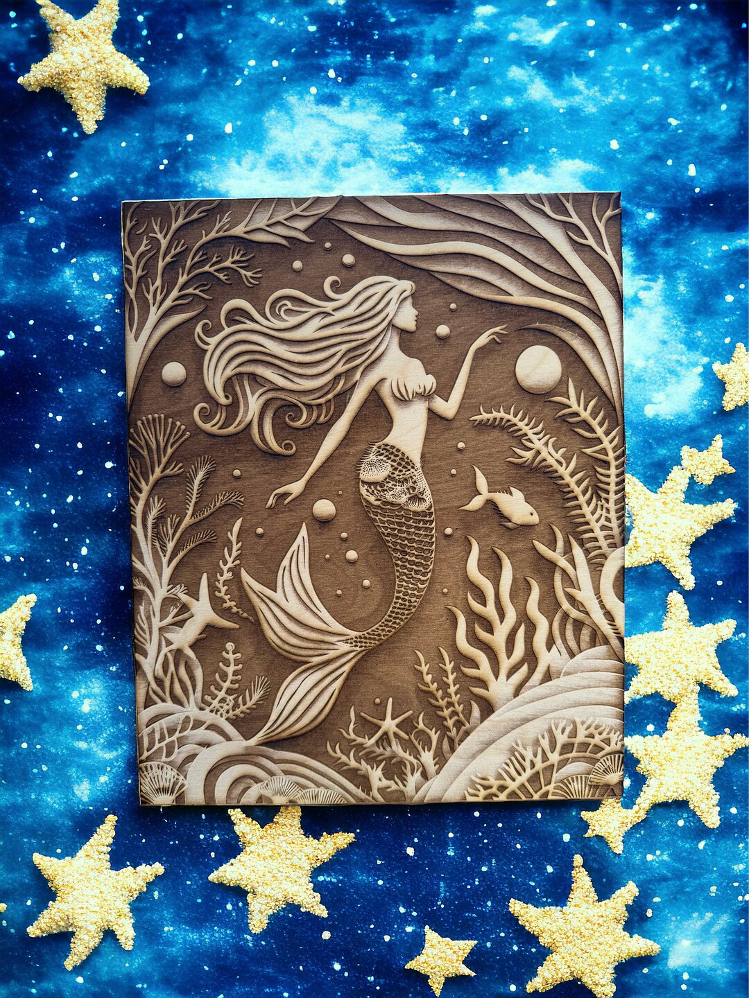 3D Layered Mermaid Engraving: Ocean Magic Decor - Etsy
