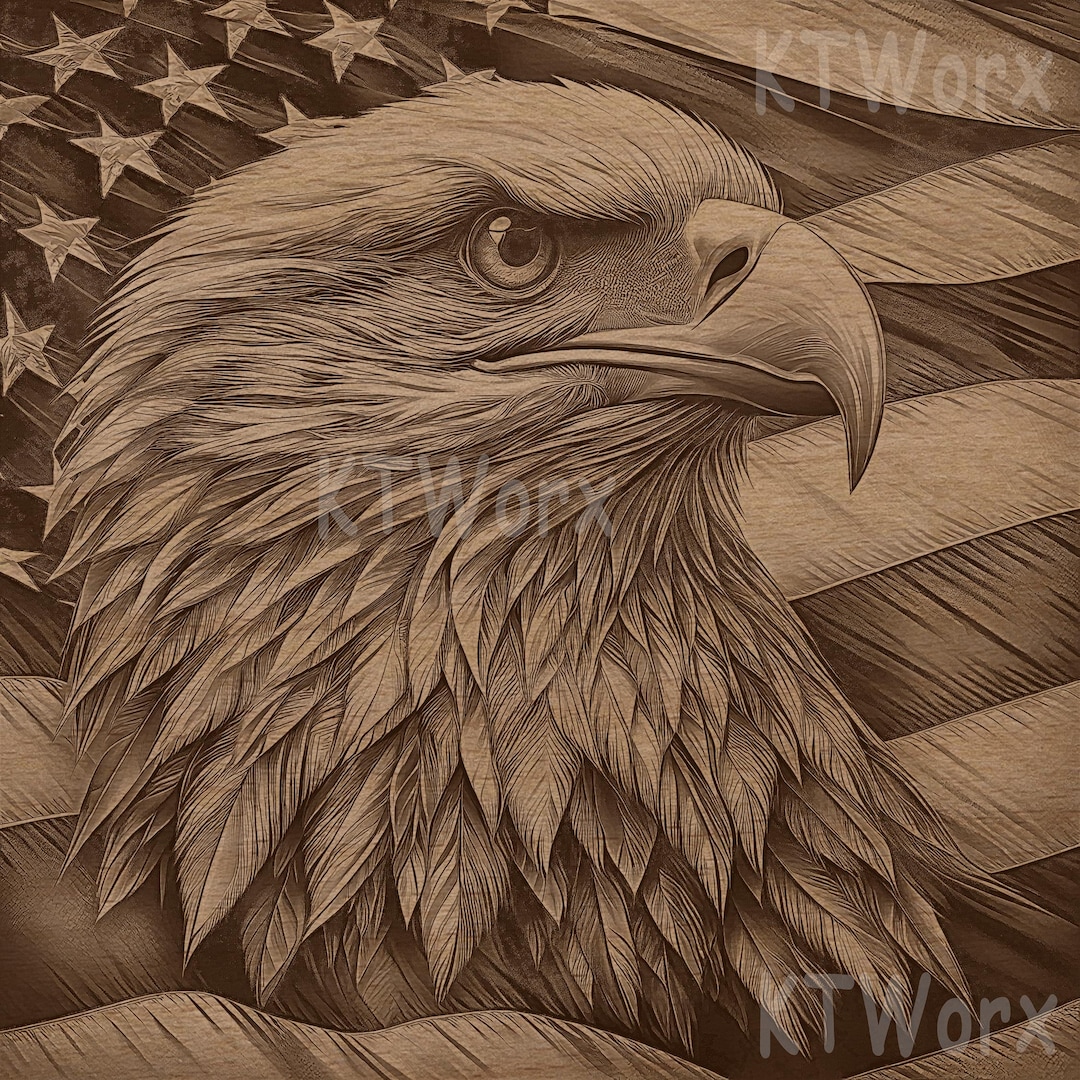 3D American Bald Eagle Engraving: Patriotic Wood Art - Etsy