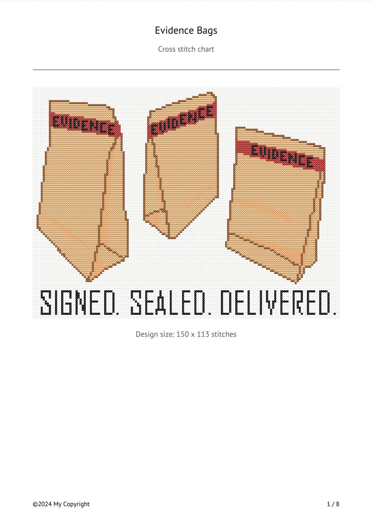 Crime Scene Evidence - Digital Cross Stitch Pattern - Forensic Science ...