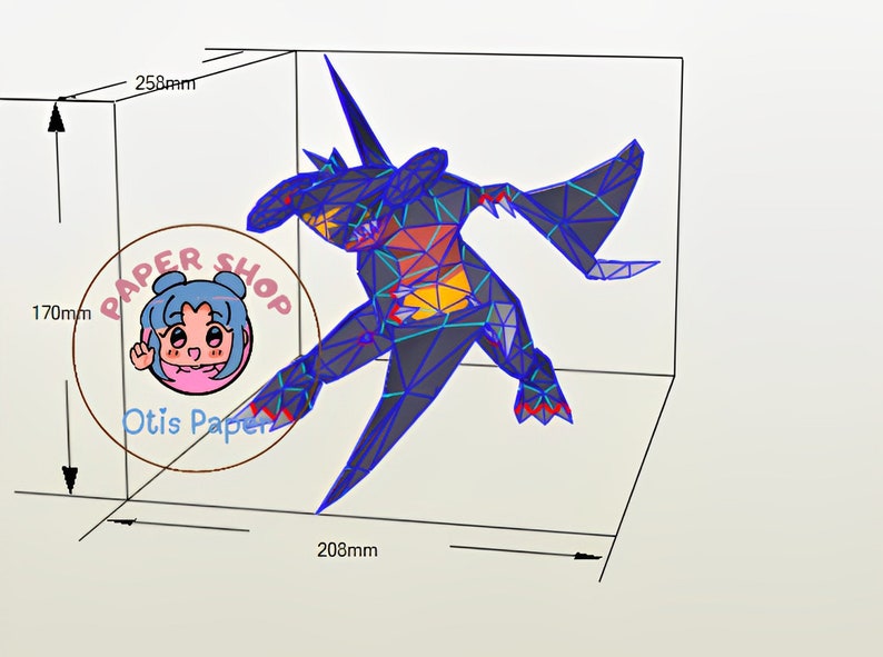 GARCHOMP Pokémon Papercraft PDF SVG Figure - Etsy México