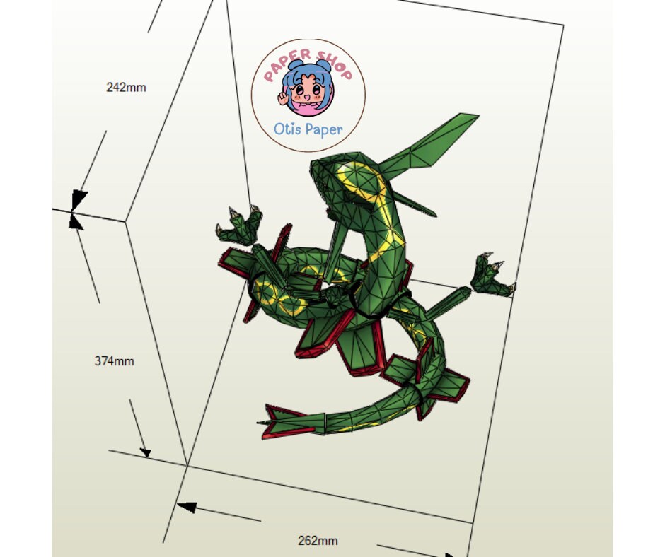 RAYQUAZA Pokémon Papercraft PDF SVG Figure - Etsy Ireland