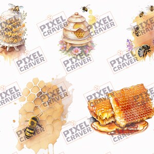 Watercolor Bee and Honey Clipart Bundle Bee Hives Honey - Etsy
