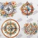 Floral Compass Clip Art Bundle Watercolor Compass Rose - Etsy